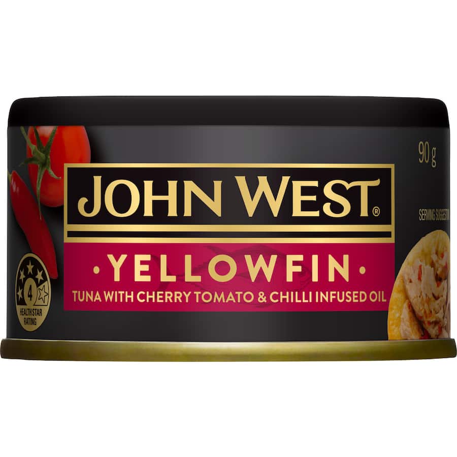 John West Tuna Yellowfin in Tomato & Chilli - 90g Can - Premium Flavor ...